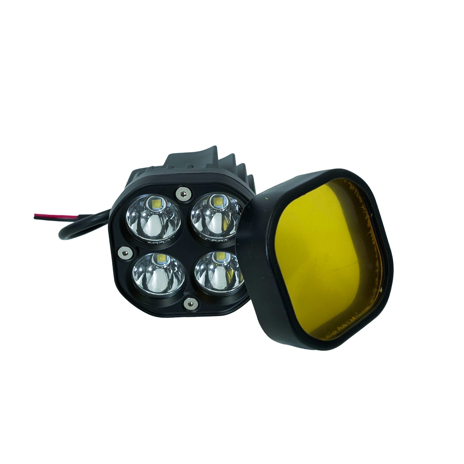 4 LED SQUARE FOG LIGHT WITH YELLOW LENS (2 PIECES)